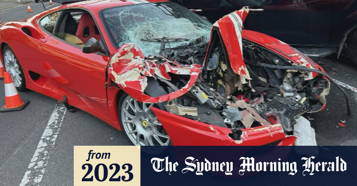 Video: Dashcam footage shows moment Ferrari smashes into a ute