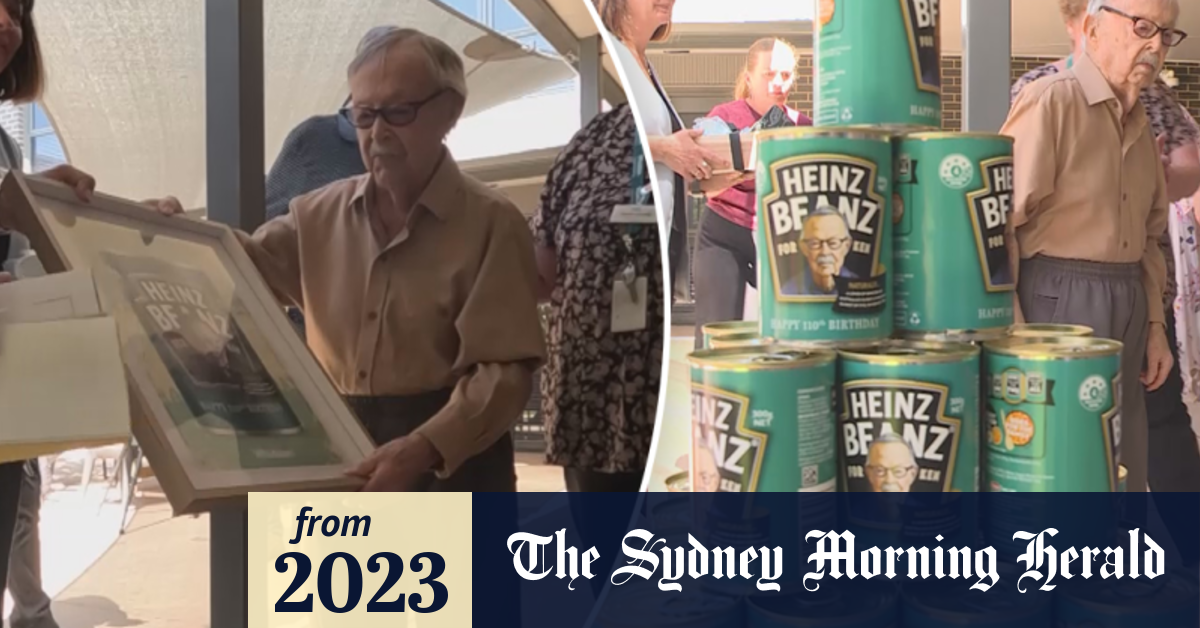 Video: 110 year old gets custom Heinz Beans cans as birthday gift