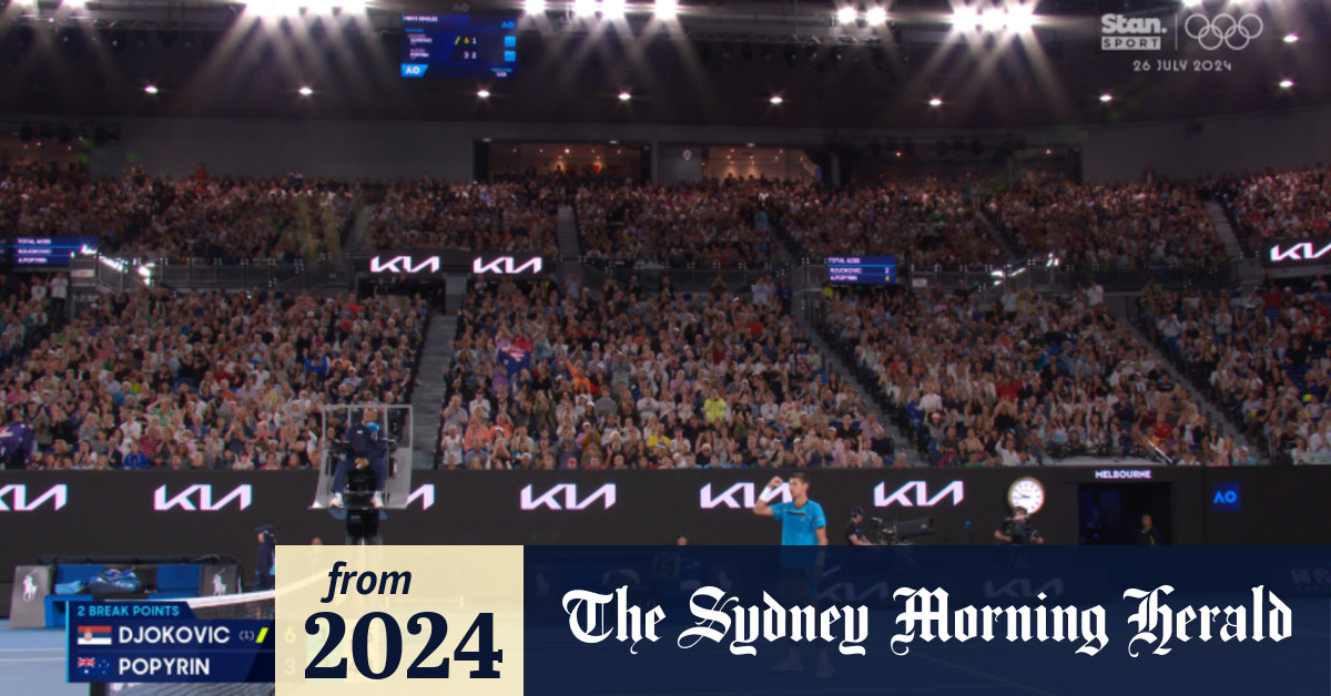 Video: Popyrin breaks Djokovic to rapturous applause