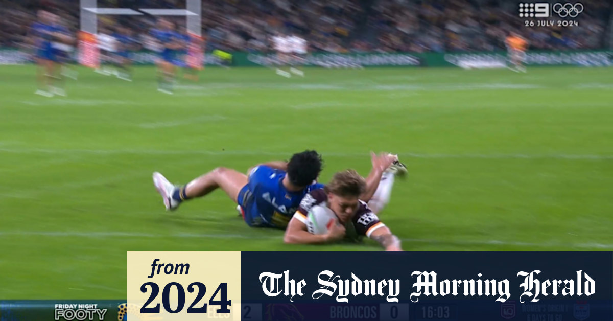 Video: Crunching tackle leads to Broncos try