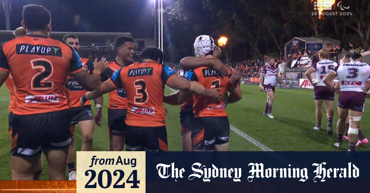 Video: Tigers young gun scores first NRL try