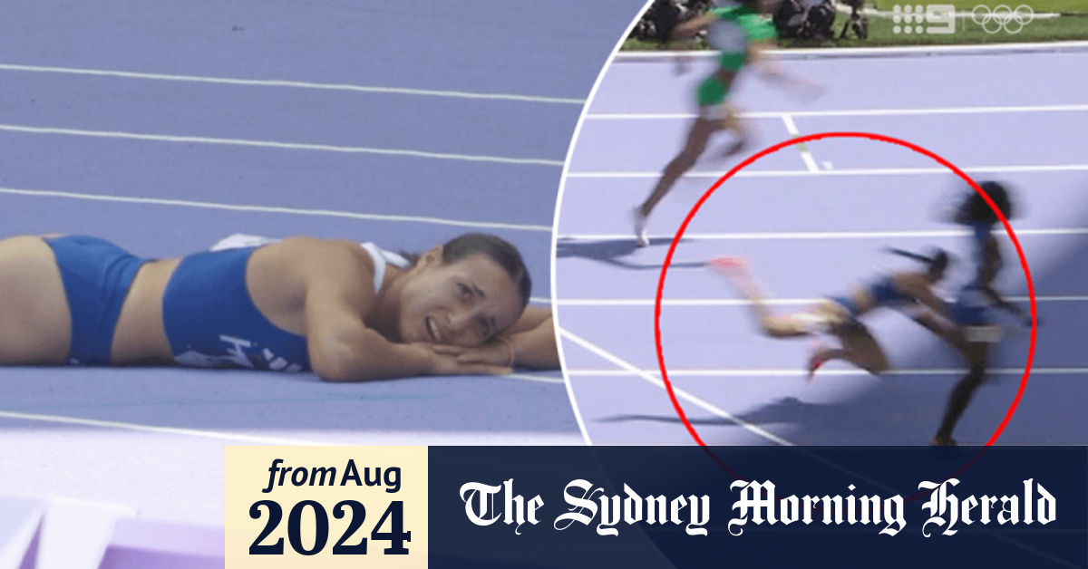 Video: Commentator gasps as Greek runner trips at finish line