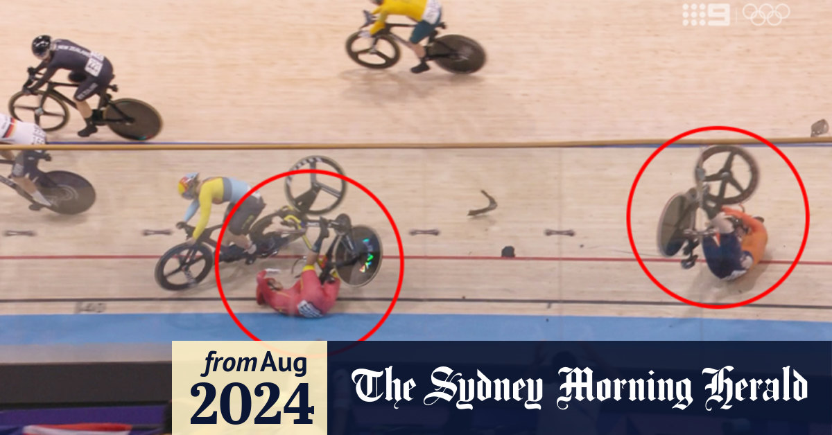 Video: Wheel explodes in wild velodrome crash