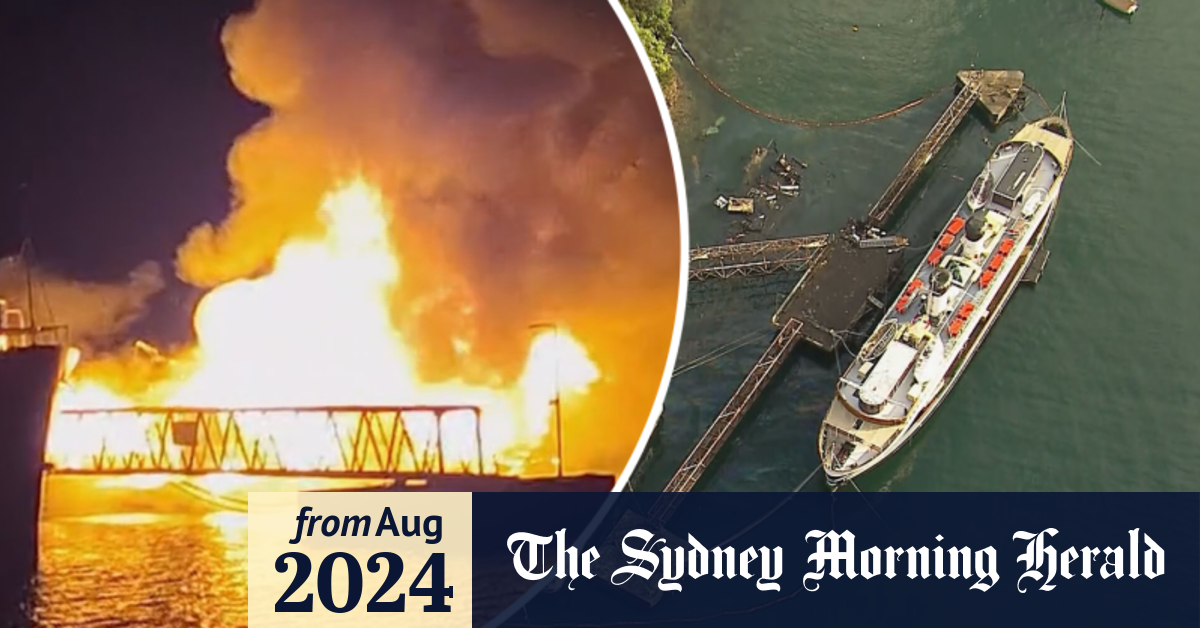 Video: Historic ferry narrowly escapes harbour fire