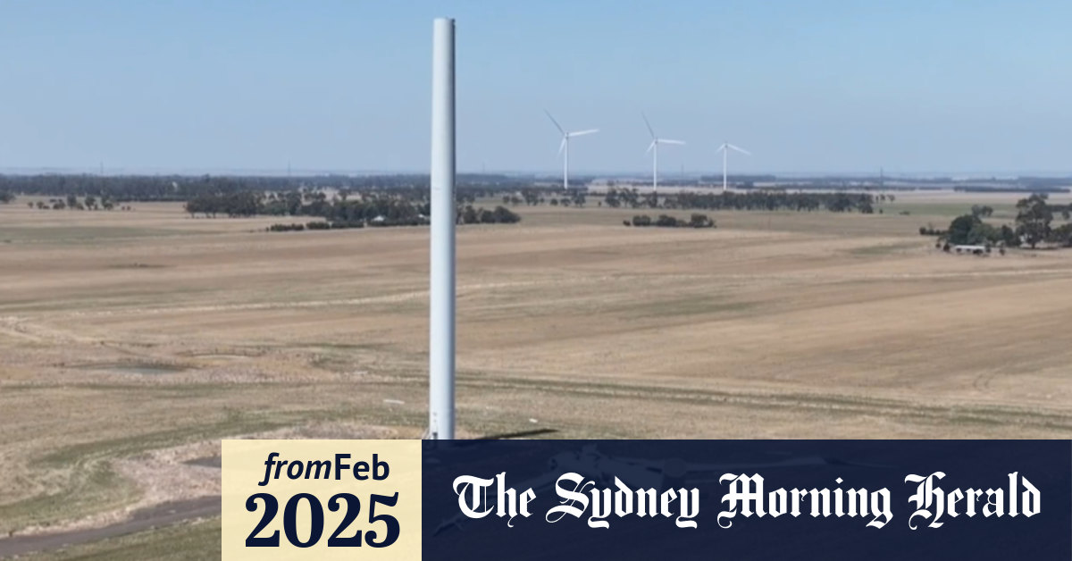 Video: Strong winds bring down towering wind turbine in Victoria