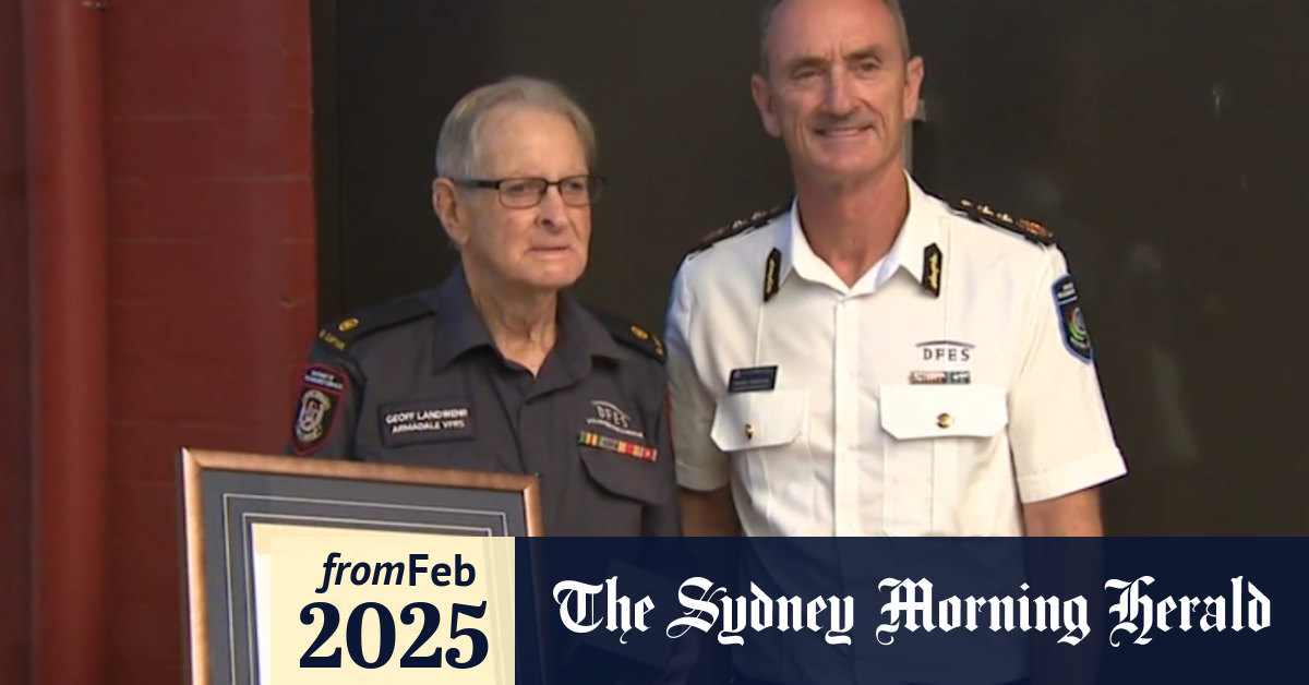 Video: One of WA's longest-serving volunteer firefighters awarded new medal