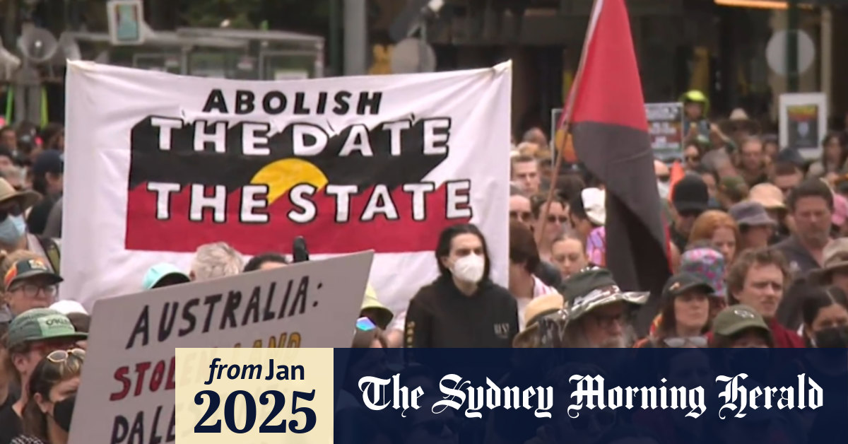 Video: Protesters march for ‘Invasion Day’ rally