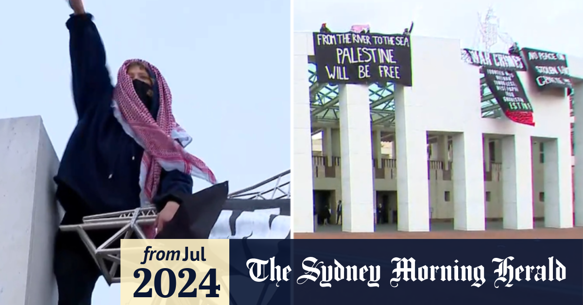 Video: Police respond to protesters on Parliament House rooftop