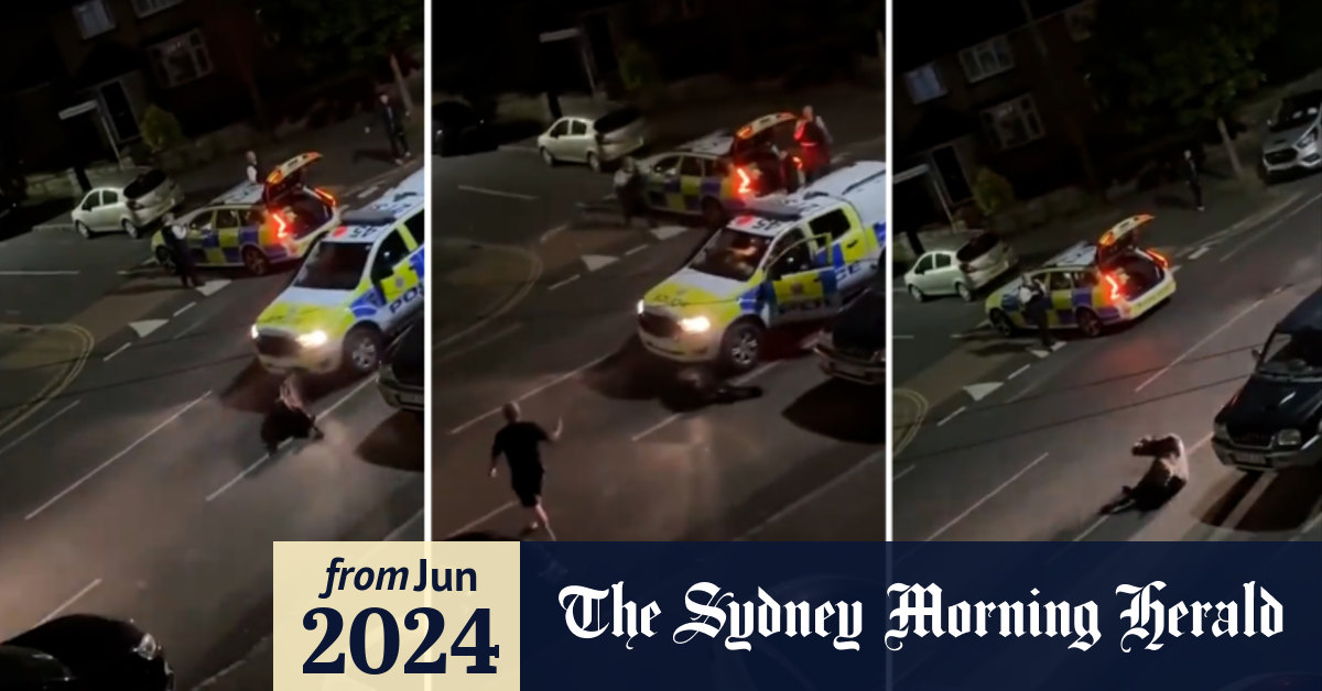 Video: Cow hit by police car west of London