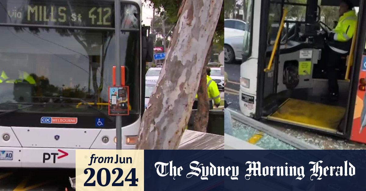 Video: Woman rushed to hospital after bus crashes into shelter in Melbourne