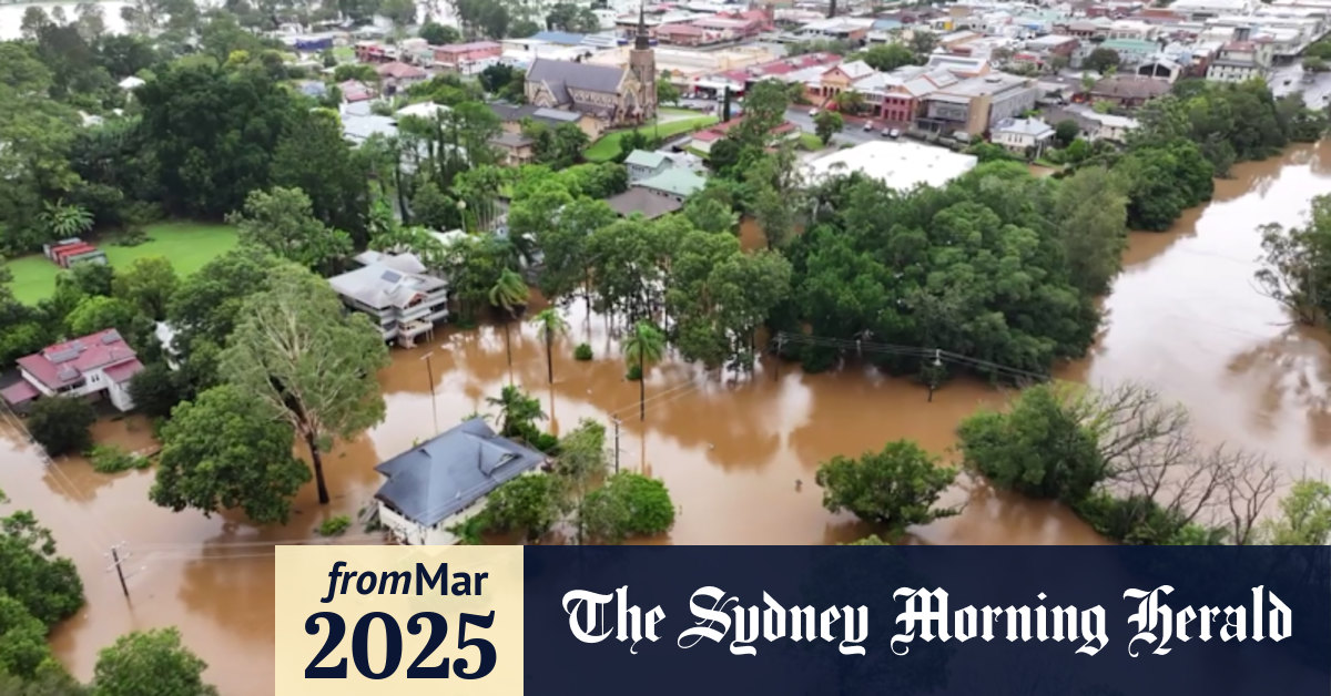 Video: Aerial view of flooding in Lismore CBD