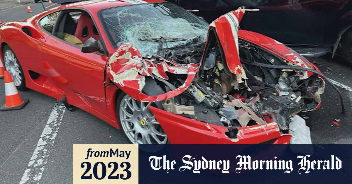 Video: Dashcam footage shows moment Ferrari smashes into a ute