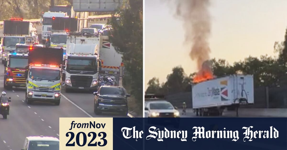 Video: Garbage truck fire sparks long delays in Sydney's west