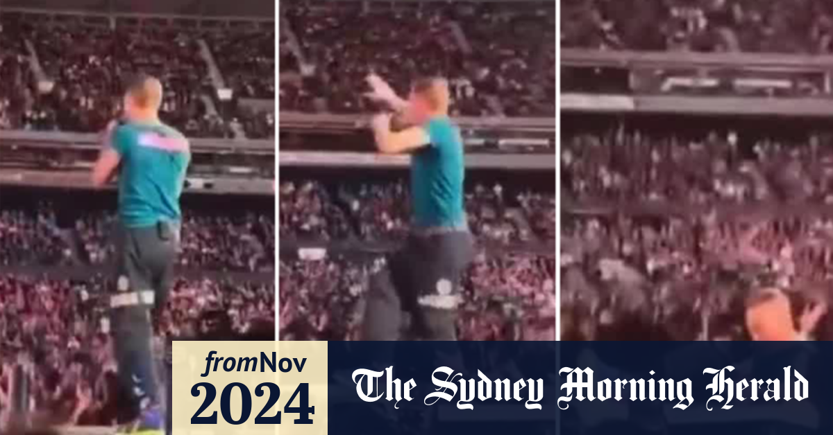 Video: Coldplay frontman shocks fans after falling through trap door at ...