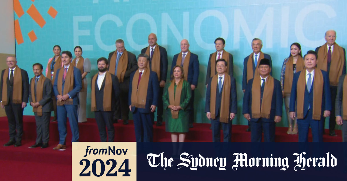 Video: World leaders pose for 'class photo' at APEC summit