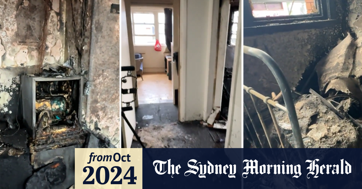 Video: Burwood hotel fire totally destroys one room