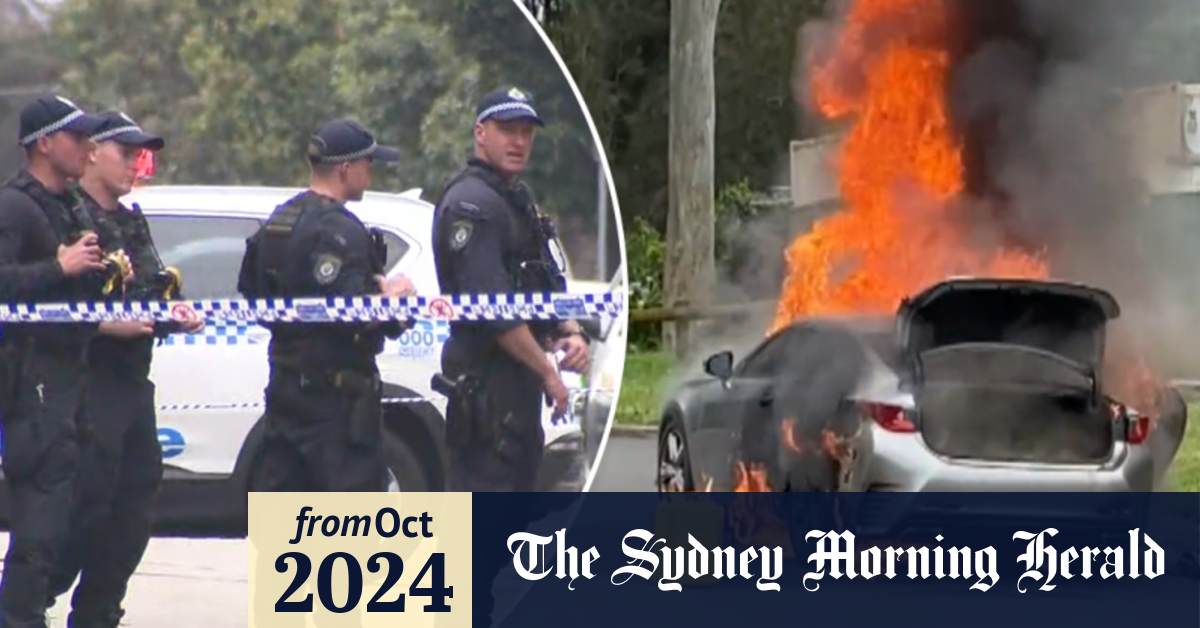 Video: Car torched after vehicle shot at in Sydney’s west