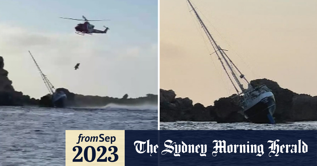 Video: Sailor winched to safety after boat crash