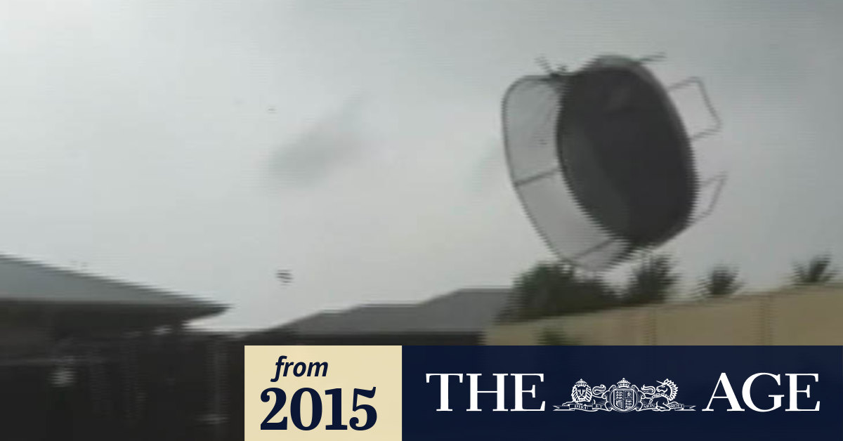 Video: Storm takes trampoline for a ride