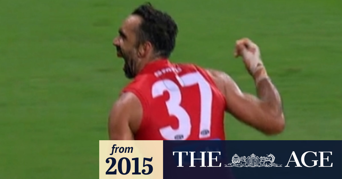 Sydney Swans' Adam Goodes celebrates goal with Indigenous war dance ...