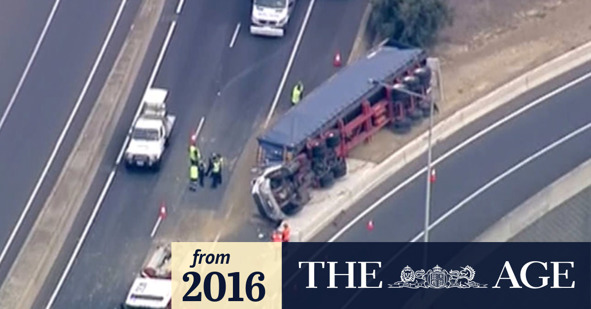 Video: Truck rolled over on Bolte Bridge