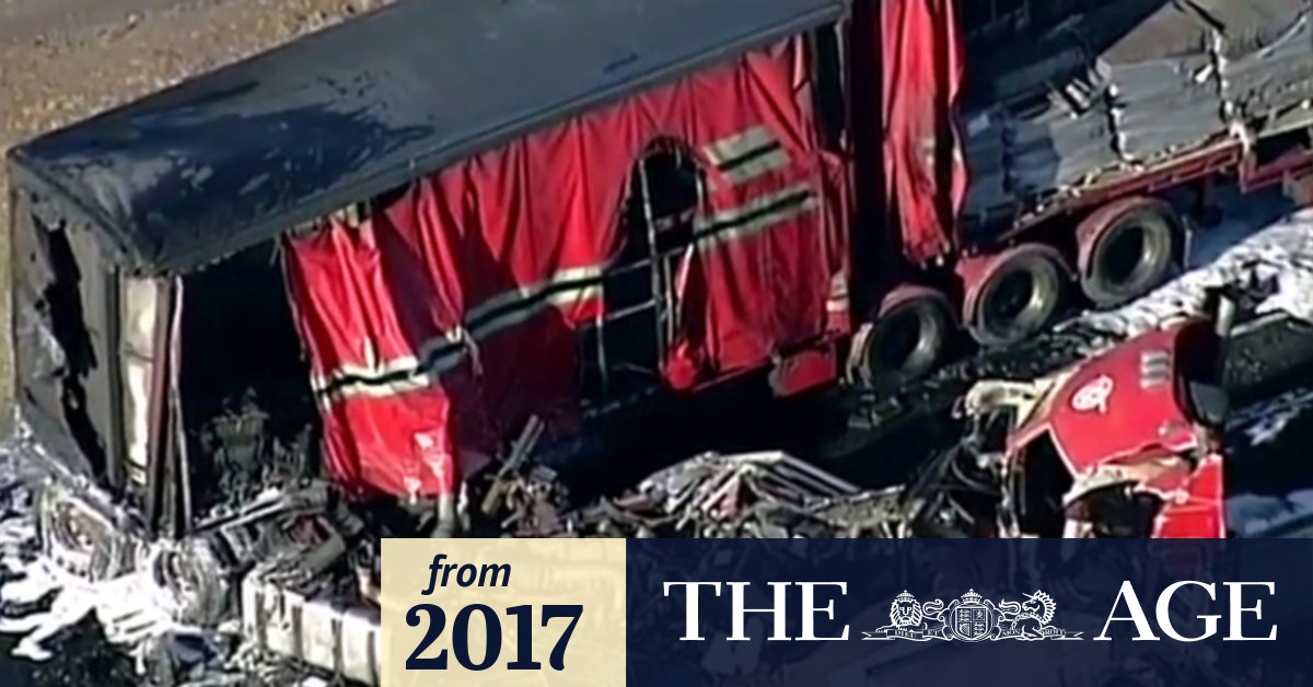 Video: Driver fights for his life after fiery truck crash