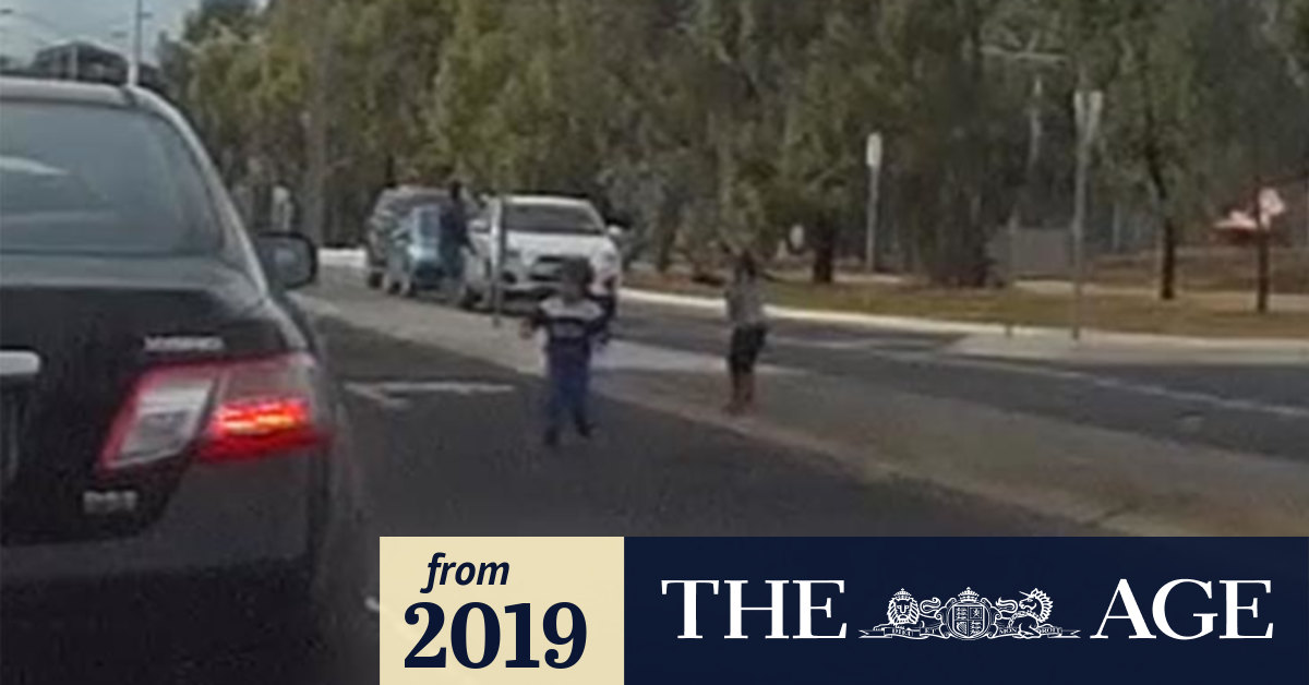Video: Footage emerges of two young children running onto a busy road