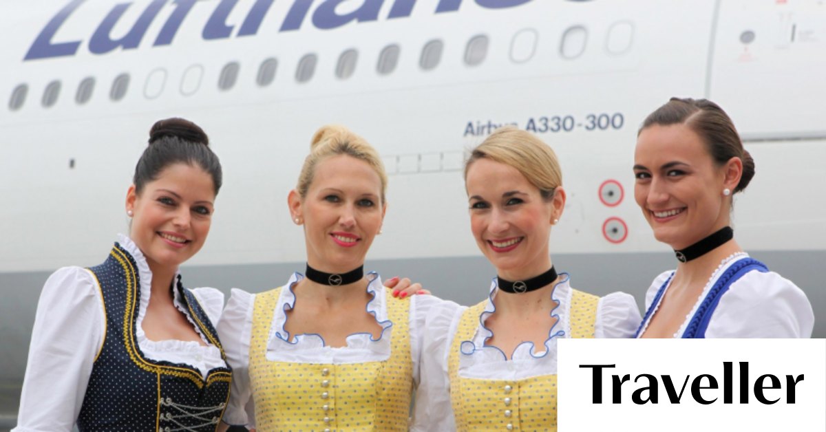 Lufthansa flight attendants dress in dirndls for Oktoberfest