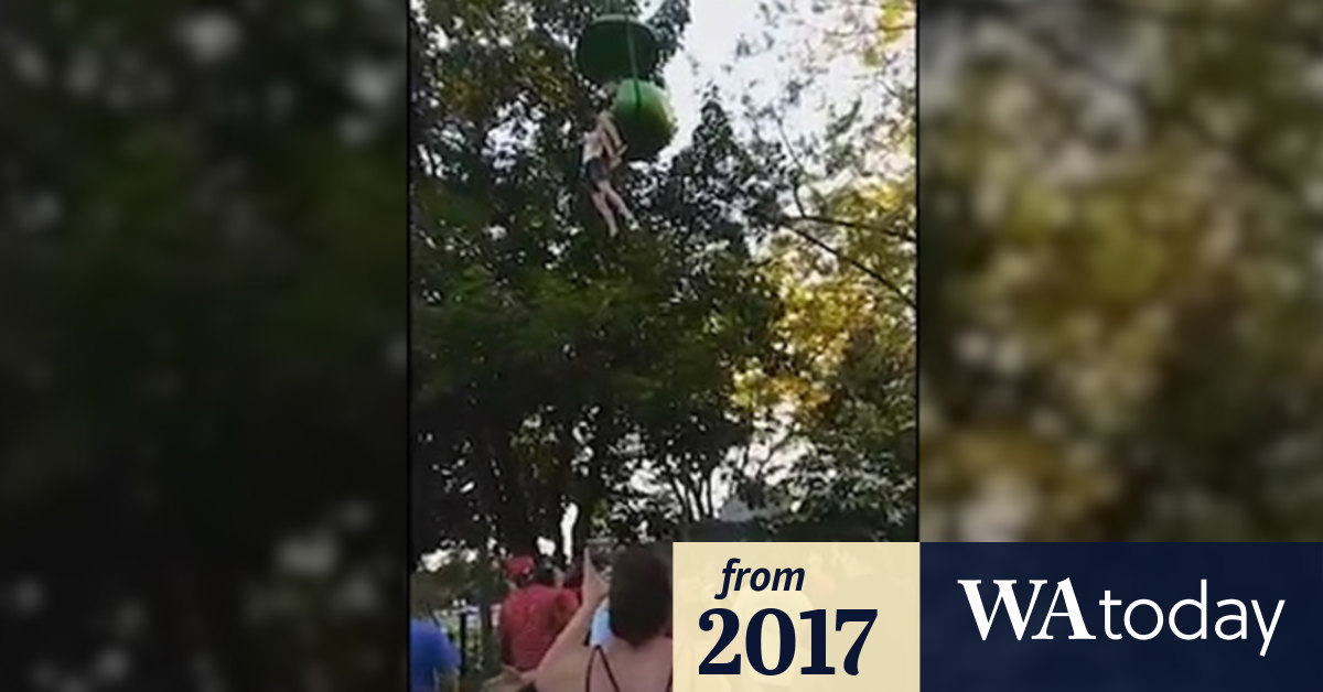 Video: Teen caught after falling from park ride