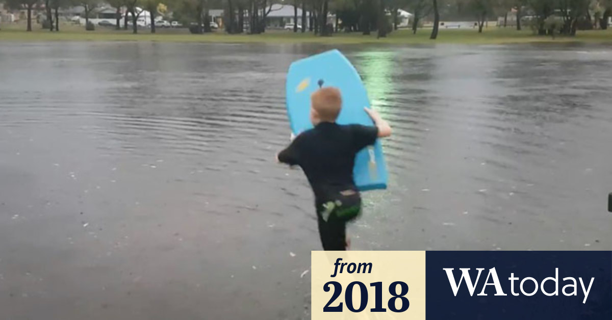 Video: Perth locals make the most of ex-Tropical Cyclone Joyce