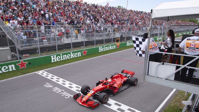 Red faces in F1 after model flies chequered flag early