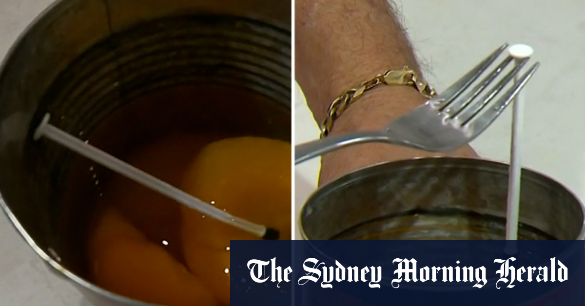 Video: Man claims he found syringe in tin of peaches