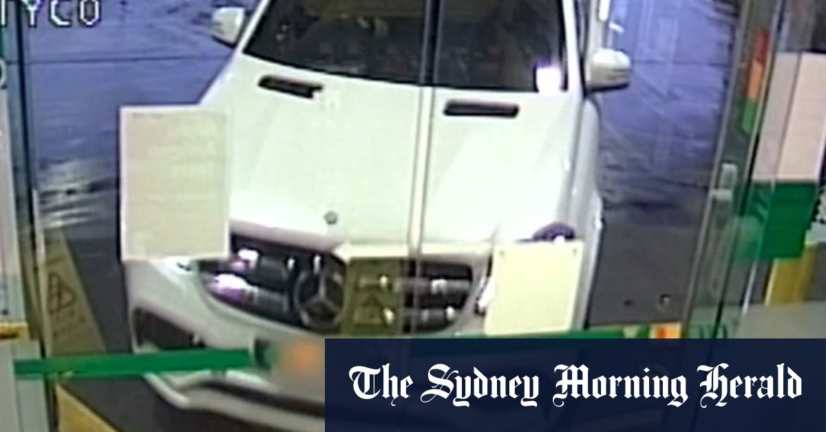 Video: CCTV shows stolen car slamming into petrol station during string ...