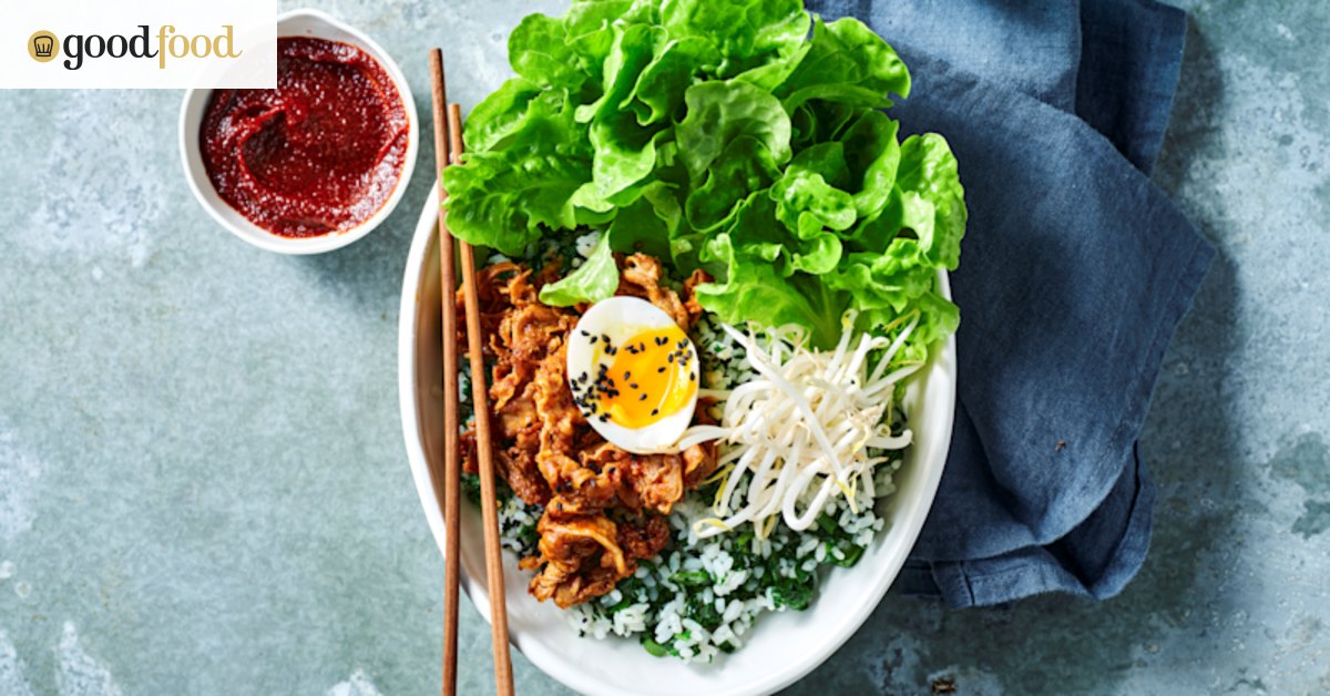 Quick Korean beef and green rice bowl with soft-boiled eggs