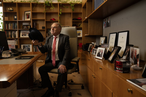 Trade Minister Don Farrell tackled by AFL legend Dermott Brereton at ...