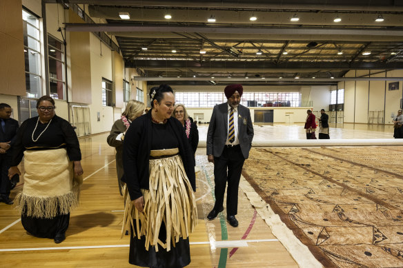 The special Tongan bark mat gifted to the Sydney Opera House