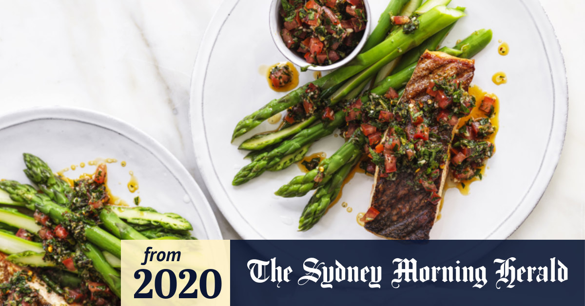 Neil Perry recipe: grilled salmon with tomato and oregano dressing