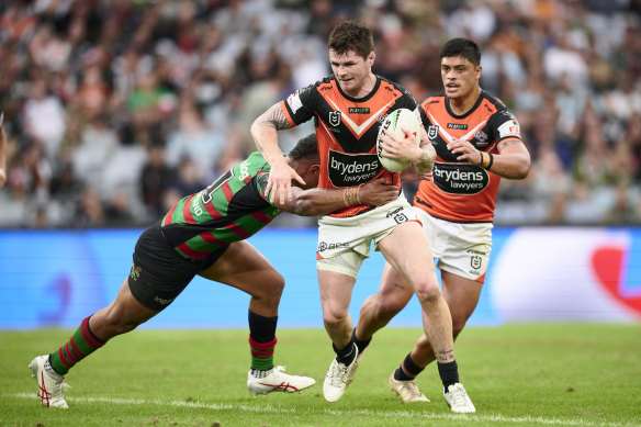 Rabbitohs hop to the top after finishing with a flourish against Tigers