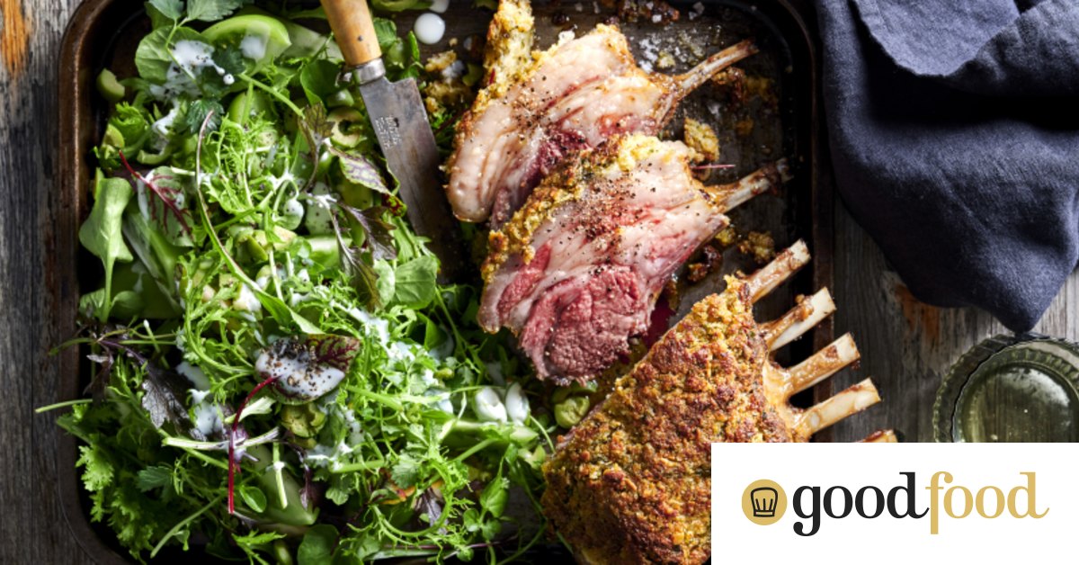 Sunday roast recipe: Mint-crusted lamb rack with olive salad