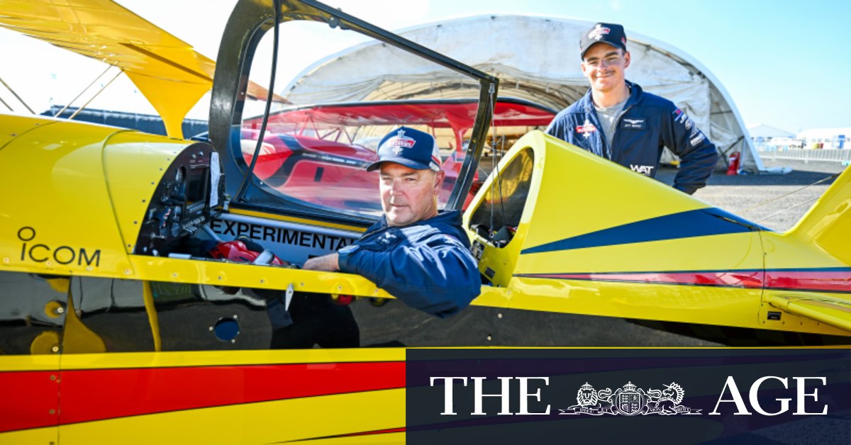 Avalon Airshow: Teen son follows pilot father Paul Bennet in aerobatics ...