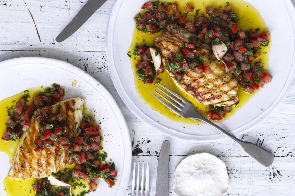 Neil Perry recipe: barbecued coral trout with sauce vierge