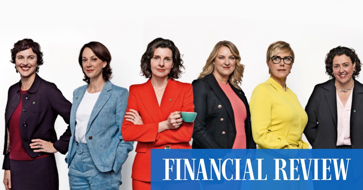 Teal MPs Allegra Spender, Kate Chaney, Monique Ryan, Sophie Scamps and ...