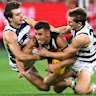 Caught: Nick Daicos and his Magpies have hit a road bump, with the Cats among the teams now challenging for a top-two berth.