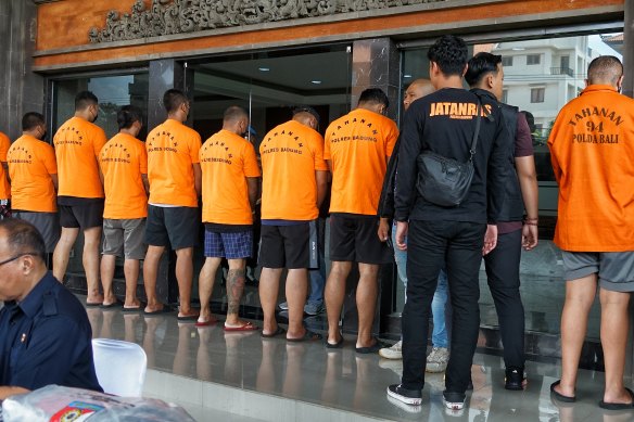 Accused Australian brawler paraded in Bali alongside his bouncer foes ...