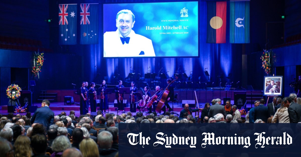 Harold Mitchell state memorial service: Premiers and billionaires Kerry ...