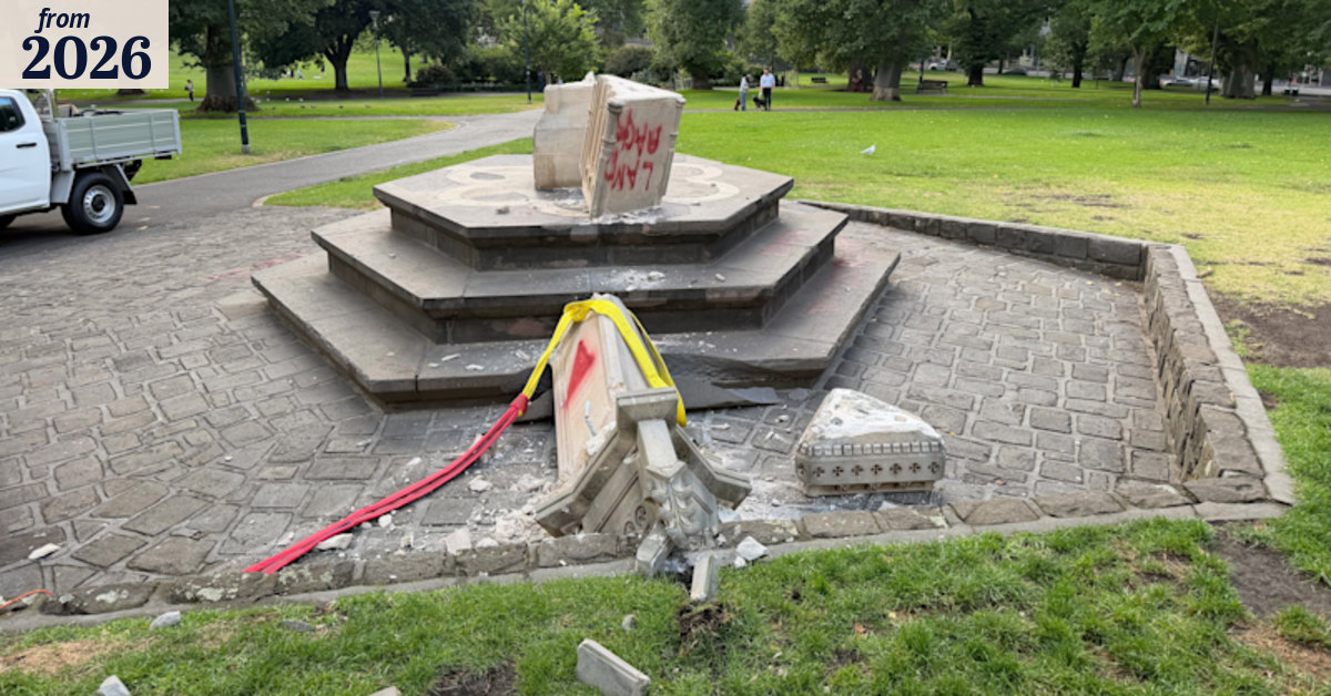 Flagstaff Gardens: Colonial memorials toppled, defaced four days before ...