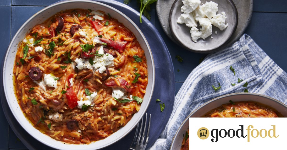 RecipeTin Eats’ goat’s cheese risoni pasta with Mediterranean flavours