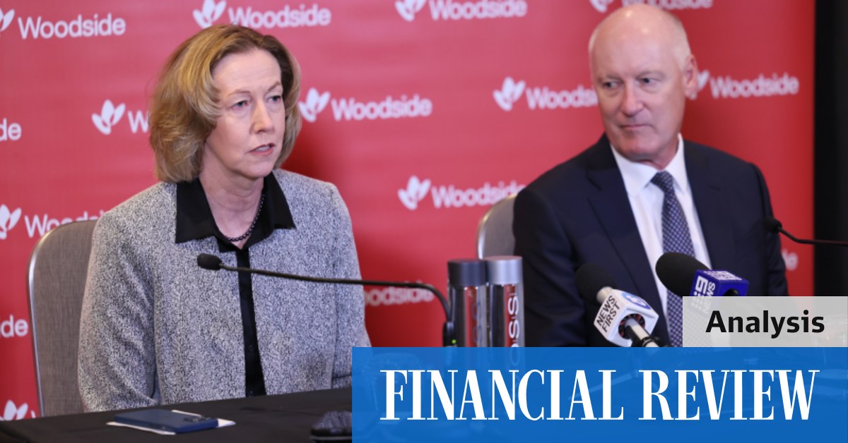 WDS: Woodside chairman Richard Goyder and chief executive Meg O’Neill ...
