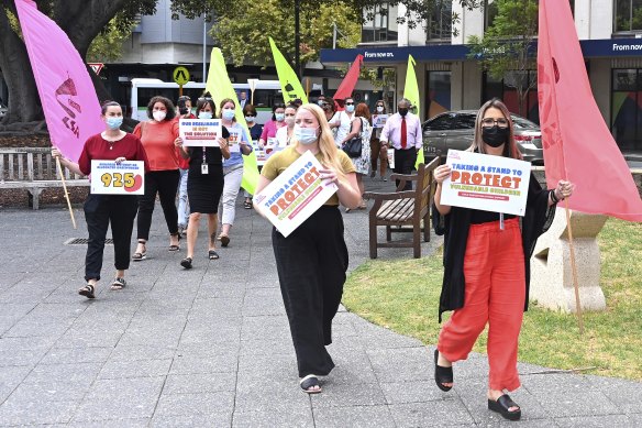Perth’s exhausted child protection workers protest working conditions