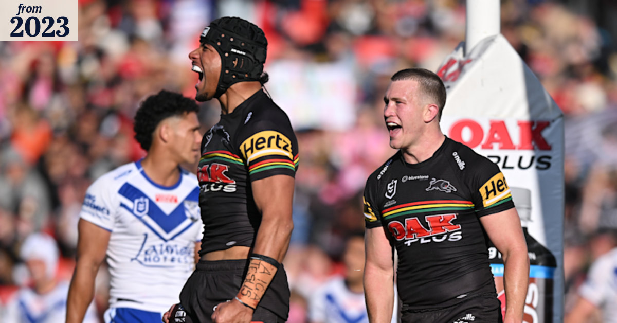 NRL 2023: Panthers party with a point-per-minute half hour in Dogs ...